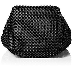 Jessica McClintock womens Jessica Mcclintock Gwen Ball Mesh Ring Wristlet Pouch Clutch Evening Bag, Black, One Size US