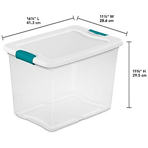 For Sterilite 25 Quart Latching Storage Box, Stackable Bin with Latch Lid, 6 Pack
