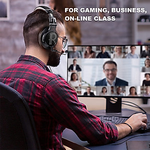 Prosonic DJ2KG Headsets with Boom Mic, Wired Over Ear Headphones for Business Meeting, Skype Zoom, PC Gaming,PS4, Xbox One, Discord, Podcast, Headset with SharePort & Volume Control (Black)