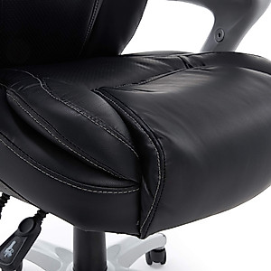 Serta Ergonomic Leather Computer Chair with Layered Memory Foam, Contoured Lumbar, Pillowed Headrest Executive Adjustable Office, Black 25.25D x 29W x 44.5H in