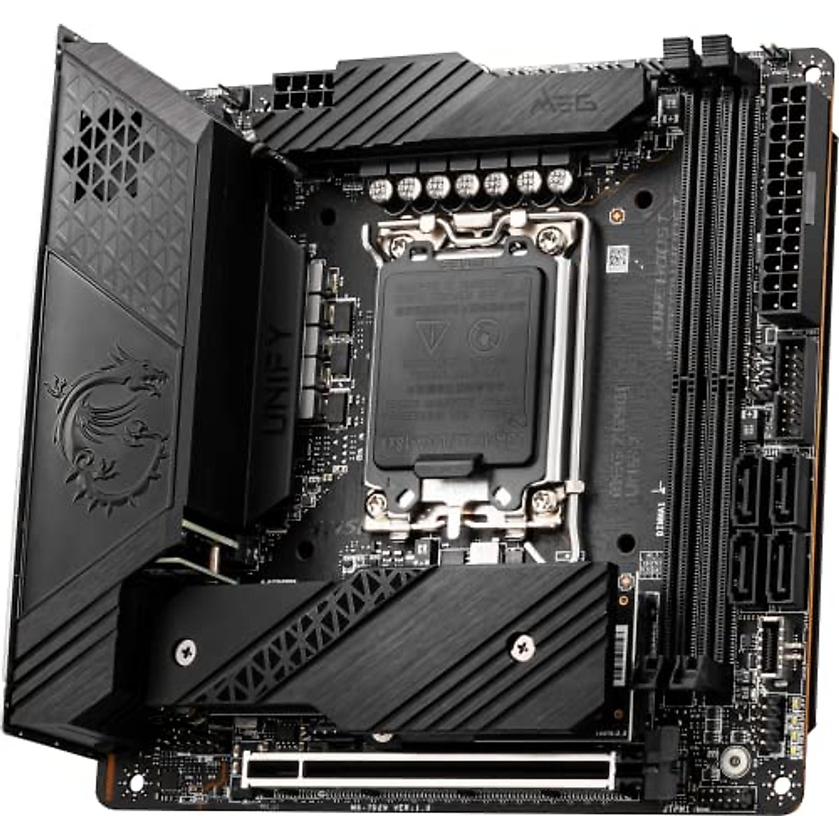 MSI MEG Z690I Unify Gaming Motherboard (Mini ITX, 12th Gen Intel Core, LGA 1700 Socket, DDR5, PCIe 5, 2.5G LAN, M.2 Slots, Wi-Fi 6E)