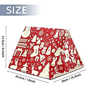 enheng Small Pet Hideout Red Christmas Elements Hamster House Guinea Pig Playhouse for Dwarf Rabbits Hedgehogs Chinchillas