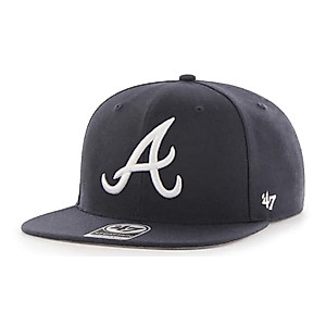 '47 MLB Sure Shot Captain Hat Adjustable Structured 6-Panel Snapback Hat Cap, Adult One Size Fits All (as1, Alpha, one_Size, Atlanta Braves)
