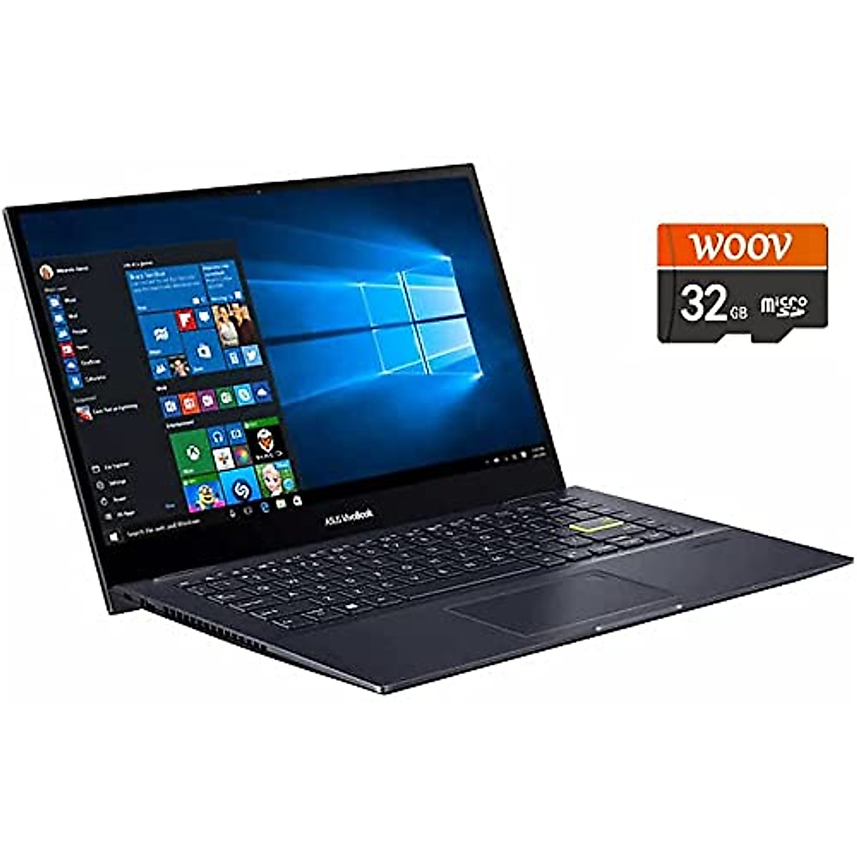 Asus 2021 Thin and Light VivoBook Flip 14,14” FHD Touchscreen, AMD 8-Core Ryzen 7 5700U, 16GB RAM, 1TB PCIe SSD, Backlit, Fingerprint, Win10 Home, Bundled with Woov 32GB Micro SD Card