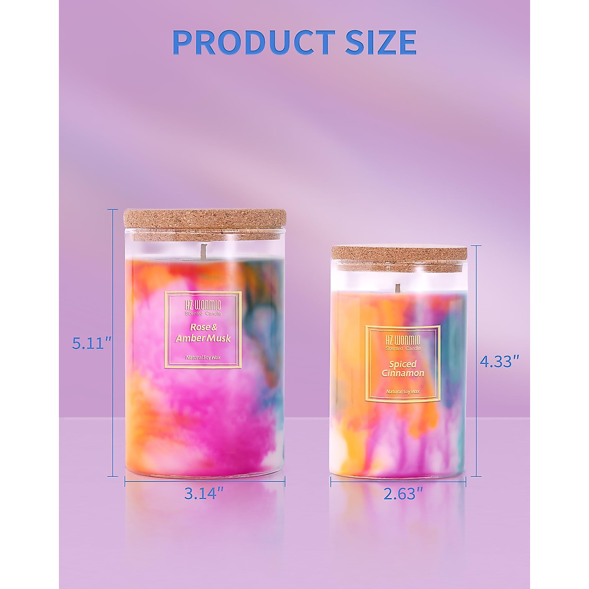 HZ-WONMIO Scented Candles | Spiced Cinnamon Candle|Hand-Poured Soy Wax Candles |60-Hour Burn Time |Retro Charm Aromatherapy Candle |Tie-Dye Effect| Holiday Candle Gifts for Women|8oz