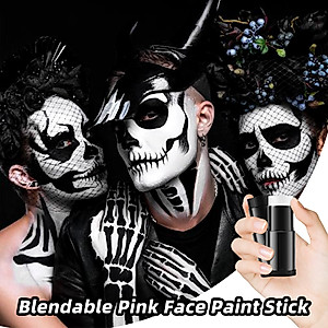 2 Pack Black White Face Paint Stick, Each Color 1 oz Cream Blendable Halloween Face Body Eye Painting Sticks for Sports Events Special Effects Makeup Kit, Full Coverage Skin Paints for Adults Kids