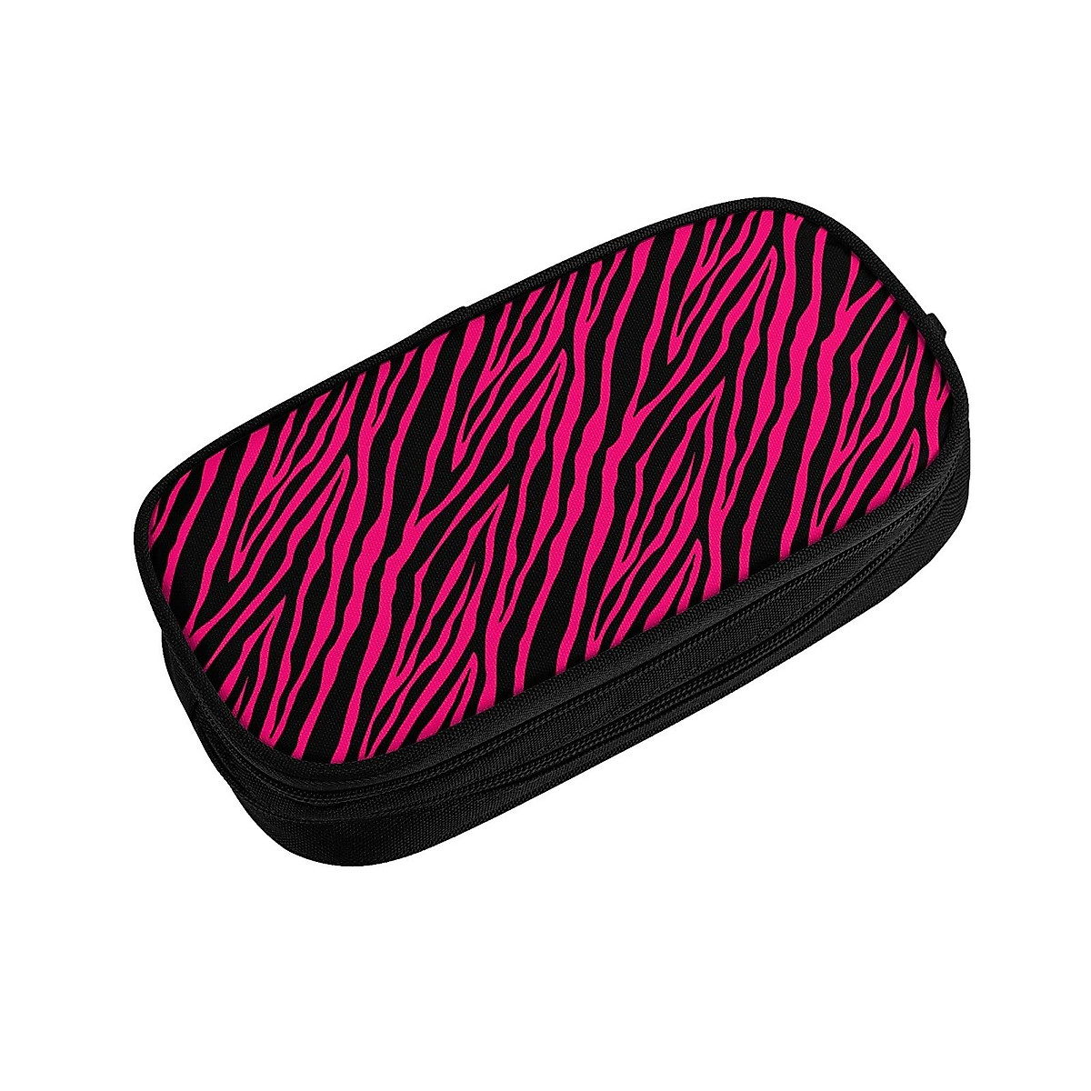HUZEIMINniu Pink And Black Zebra Print Pencil Case Pencase Pencil Bag Pouch Box Portable Pen Bag For Office