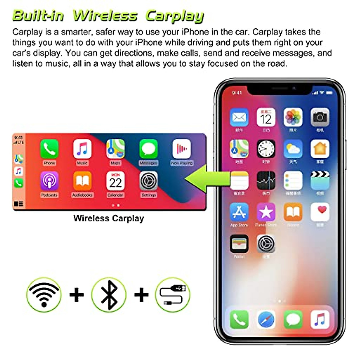 12.3 inch Car GPS Navigator Auto Stereo Blu-ray Touch Screen for BMW X5 X6 E70 E71 with iDrive System Retained CarPlay (Android 12 CIC System, Octa Core 6GB RAM 128GB ROM)