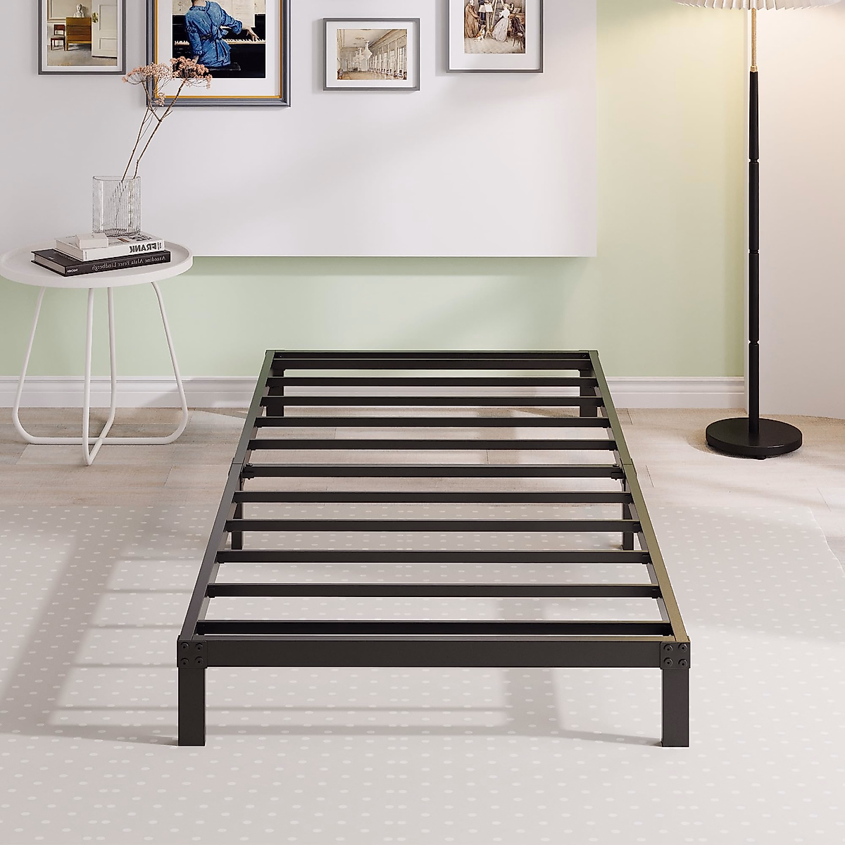 EMODA 6 Inch Twin Bed Frames No Box Spring Needed, Heavy Duty Metal Twin Platform Bed Frame, Noise Free, Easy Assembly, Black