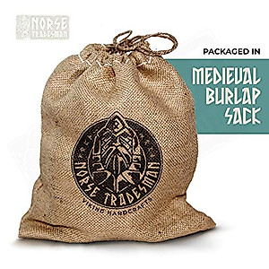 Norse Tradesman 20" Authentic Ox-Horn Viking Drinking Horn with Genuine Black Leather Belt Holster | Burlap Gift Sack Included | The Journeyman, Low-Polish, 20-Inch