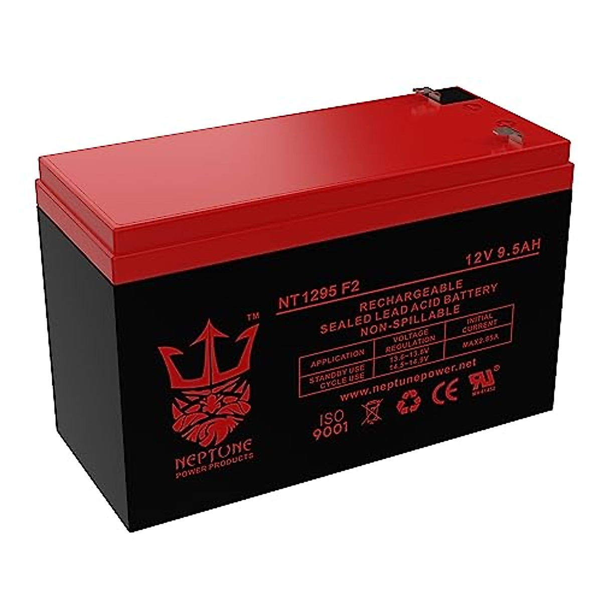 12V 9.5Ah SLA Replacement Battery for 12V 7Ah, 8Ah, 9Ah with F2 connectors + Longer battery run-time - 2 Pack