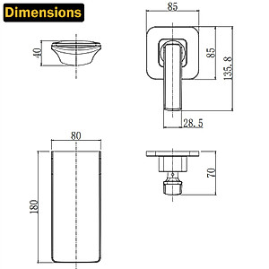 RANDOM Bathroom Single Handle Sink Faucet Matte Black Wall Mounted Waterfall Bathroom Faucet Bathroom Faucet Single Handle Sink Faucet Split Brass Handle Wall Mount 68008-2MB.