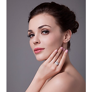 JewelryPalace Wedding Bands Engagement Rings for Women, 14K Gold Plated 925 Sterling Silver Cubic Zirconia Promise Rings for Her, Infinity Anniversary 1.5ct Simulated Diamond Ring Set Size 7