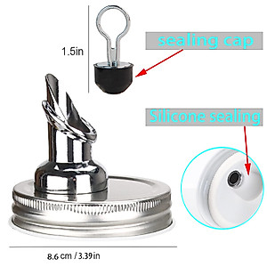 ziHenryDa Mason Jar Pour Spouts. free flow Mason Jar Pour Spouts, for spout mason jar wide mouth 86 mm dispenser germination cover. Suitable for any liquid，jars not included (2 silver)