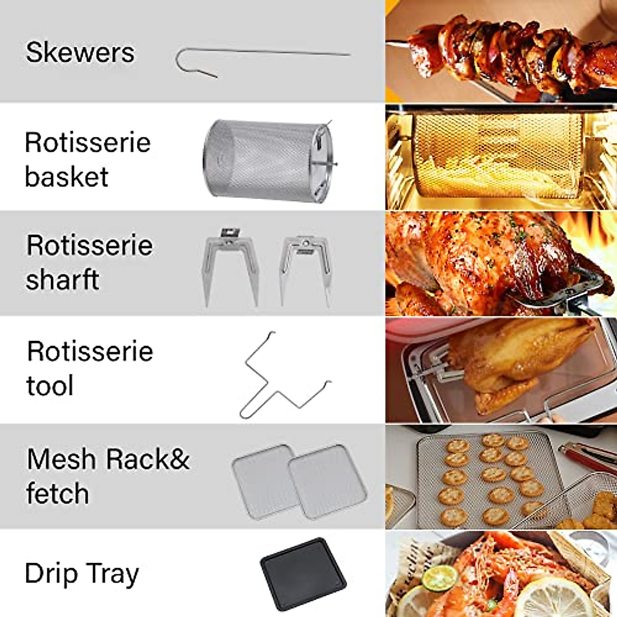 Fit Choice 12.7 Quart 10 in 1 XLarge Capacity Air Fryer Oven, 10 Accessories, 10 Easy Presets W/ Digital Touch Screen Controls & Integrated Digital Temperature Probe, Advanced Program, Sear, Stage, Pr