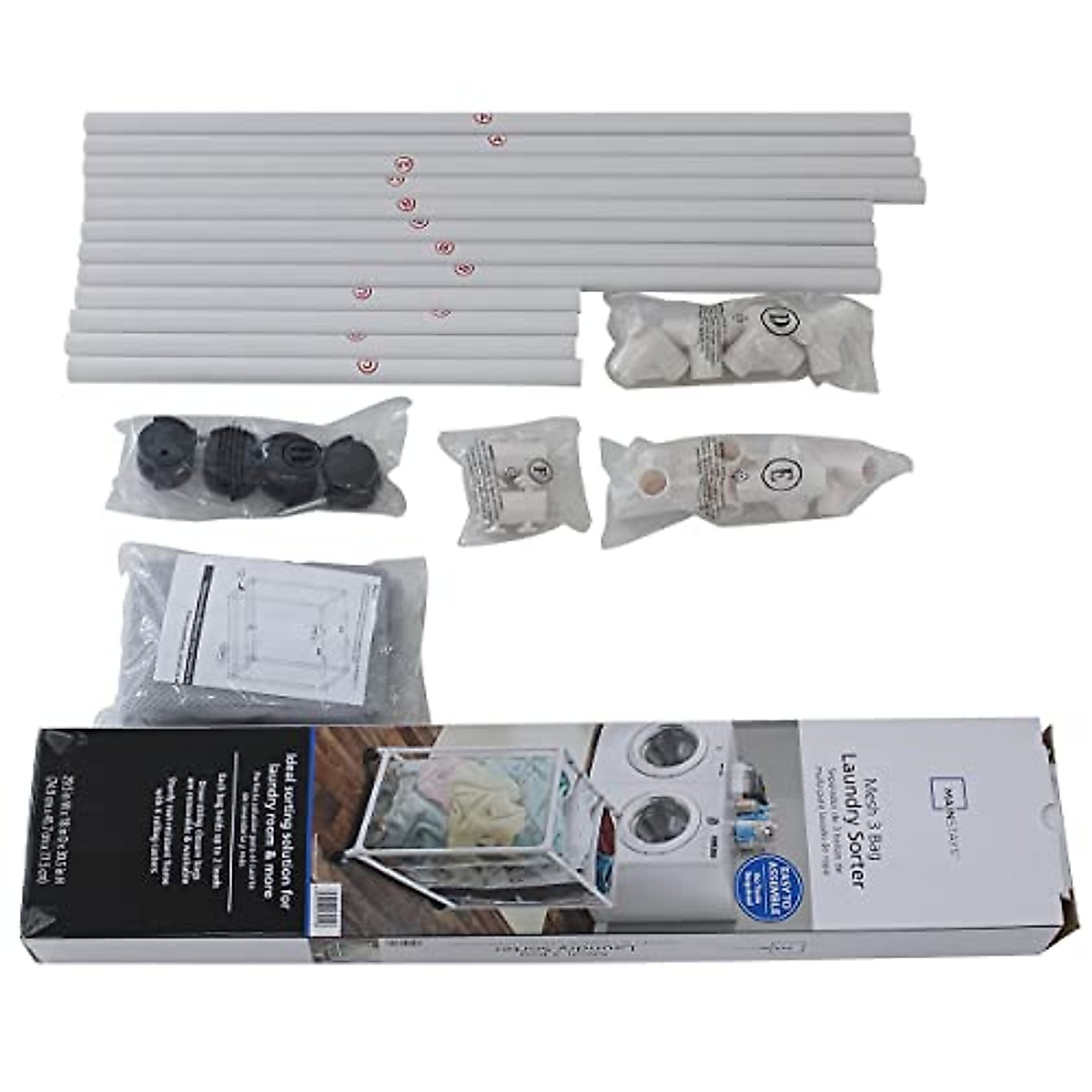 Deahun Mainstays 3 Bag Mesh Rolling Sorter Laundry Cart