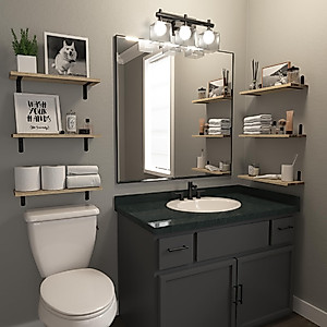 Floating Shelves, 8 Sets Wall Shelves, Wood Floating Shelves for Bedroom Wall Décor, Wall Mounted Floating Bathroom Shelf for Storage, Floating Book Shelf Living Room – Rustic Brown