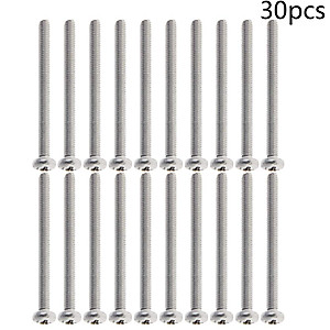 MroMax 30Pcs M2.5 x 30mm Pan Head Phillips Machine Screws, 304 Stainless Steel 18-8, Fully Thread, Metric Silver Gray Cross Head Screws Bolts for Computers, Camera and Other Small Electronic Devices