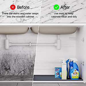 Under Sink Mat, 34"x22" Silicone Under Sink Mat for Kitchen, High Capacity Waterproof Under Bathroom Sink Mat, Side Water Leakage More Convenient