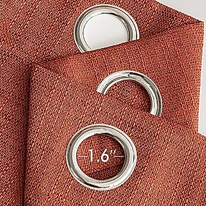 MIULEE Burnt Orange Linen Curtains 72 Inch Length 2 Panels Set for Living Room Bedroom Privacy Fall Farmhouse Burlap Weave Rust Semi Sheer Grommet Light Filtering Window Drapes, W37xL72, Terracotta