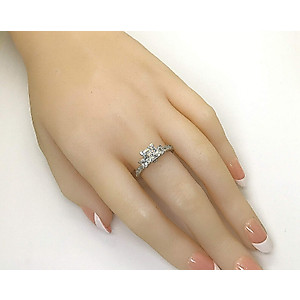 Venetia Realistic Supreme Princess Cut 3 Stones Simulated Diamond Ring 925 Silver Platinum Plated cz cubic zirconia 3NSQ8