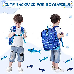 VASCHY Toddler Backpacks Boys, Lightweight Water Resistant Daycare Preschool Backpack for Little Boys and Girls w Chest Strap Ocean Shark