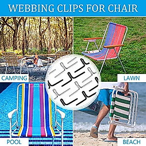 120 pcs Webbing Clips Lawn Chair Webbing Silver Black Lawn Chair Webbing Clips Patio Chair Webbing Replacement for Chair Frame Rubber Webbing Repair for Sofa Chair Furniture