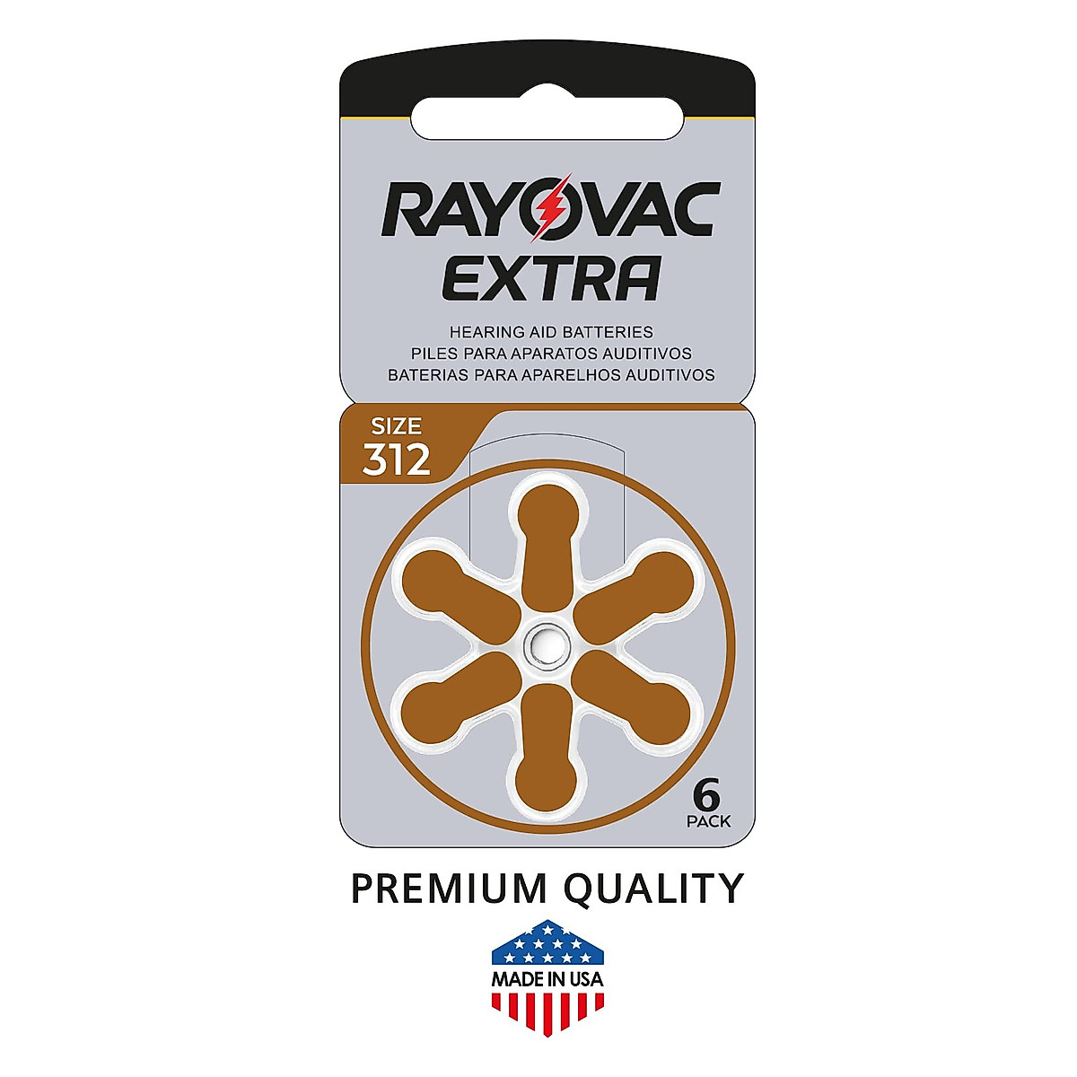 Rayovac Extra Advanced, size 312 Hearing Aid Battery (pack 60 pcs)