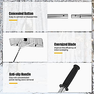 Goplus Snow Roof Rake, 25-Inch Blade 20 FT Extension Snow Shovel for Snow Removal w/ Wheels Anti-Slip Handle, Ideal for Roof Car, Heavy Duty Aluminum
