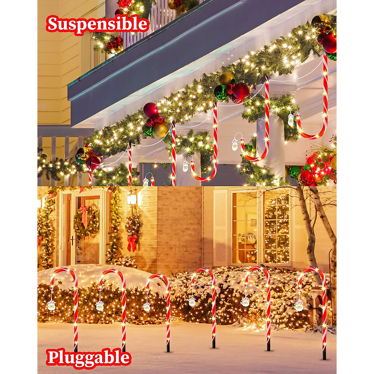 CRILEAL Christmas Decorations 12pcs Candy Cane Lights, 84LED Solar Christmas Lights Outdoor Waterproof with 8 Modes, Christmas Outdoor Yard Decor for Garden/Lawn/Tree/Pathway/Patio