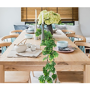 RECUTMS 4Pcs Artificial Monstera Leaves Vines, 5.9FT Fake Hanging Plant Ivy Faux Tropical Palm Leaf Greenery Garland for Garden Porch Patio Jungle Luau Beach Birthday Party Indoor Outdoor Spring Décor