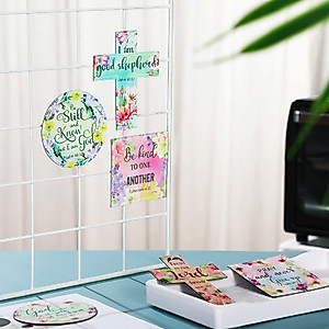 Saillong 15 Pcs Inspirational Refrigerator Magnets with Bible Verses Inspirational Magnets Faithful Locker Magnets Inspired Fridge Magnets Christian Motivational Magnets for Fridge, 3 Shapes(Flower)