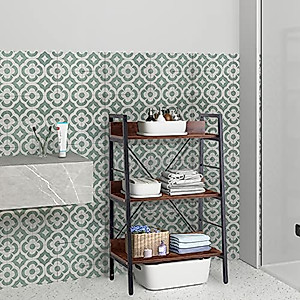 VERYKE 3 Tier Bookshelf Industrial Bookcase H Ladder Shelf Storage Shelves Wood Metal Book Rack Unit for Bedroom, Living Room(Tigger Brown)