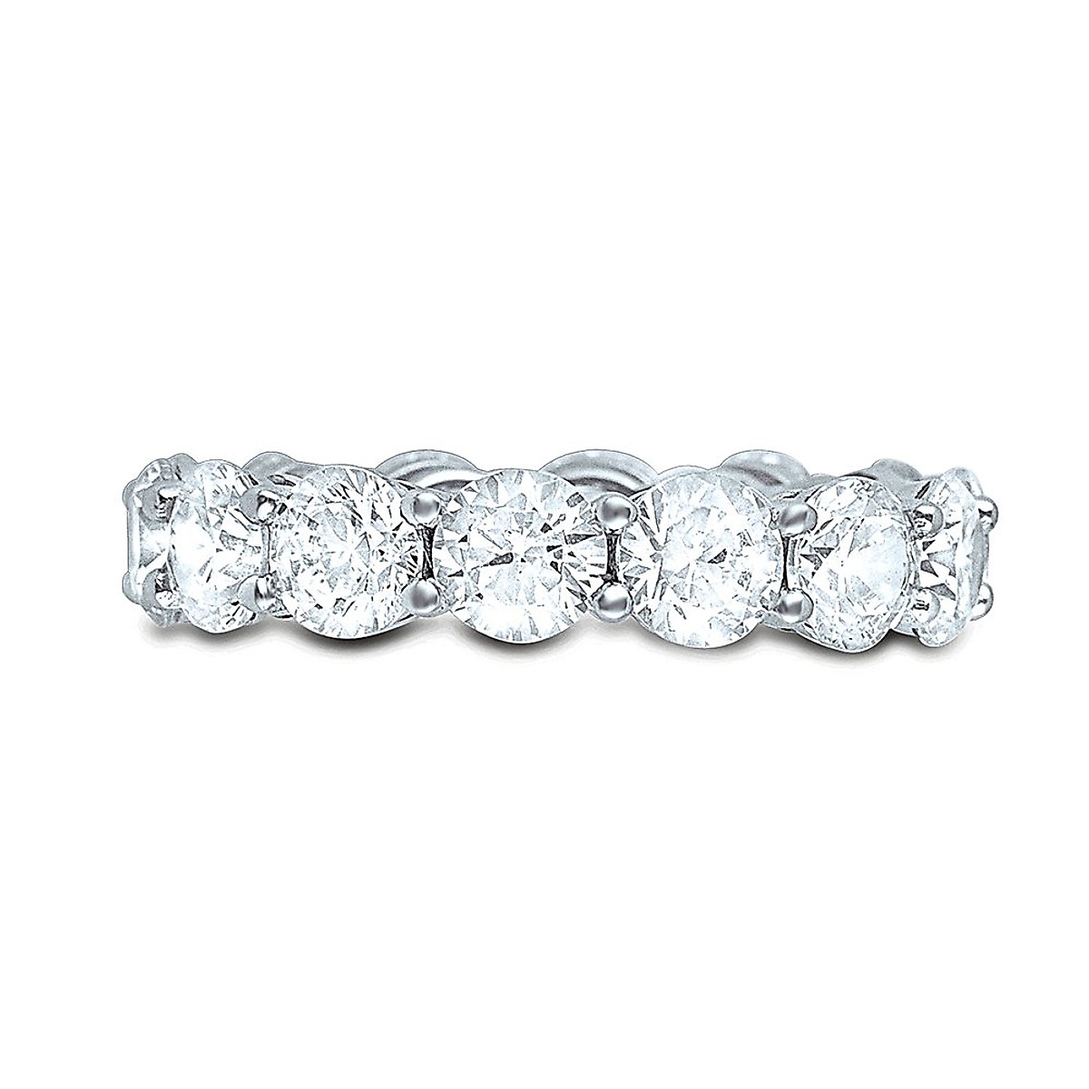 Heartbeat Sterling Silver Simulated Diamond 5mm Round Eternity Band Ring (12)