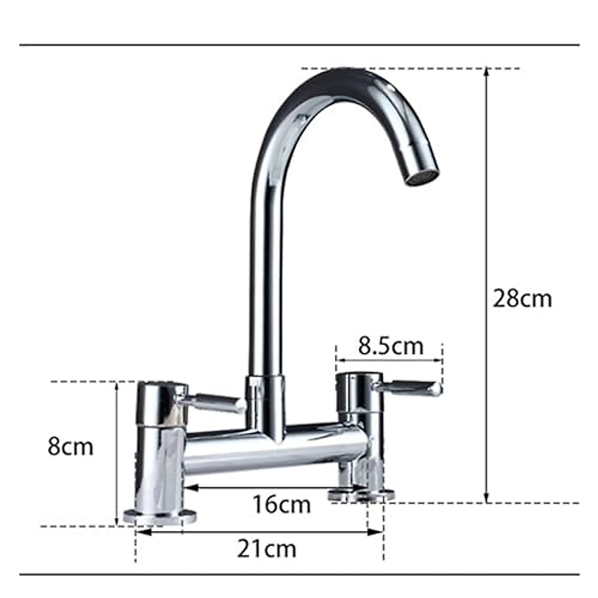 Chrome Kitchen Faucet Bath Hot and Cold Water Mixer Crane Deck Mounted Vessel Sink Mixer Tap Swivel Dual Handle Basin Tap,Basin Faucet