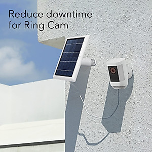 Wasserstein Solar Panel Compatible with Ring Spotlight Cam Plus/Pro/Battery, and Ring Stick Up Cam Battery - Includes Barrel Plug with USB C Adapter - 2W 5V Charging (3 Pack, White)