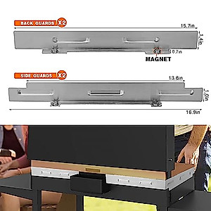 Wind Guard for Blackstone 36 Inch Griddle, Blackstone Griddle Accessories for Outdoor Barbecue, Magnetic Stainless Steel Wind Screen, Compatible with Rear Grease Cup, Hood and Side Shelf, Silver