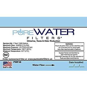 PureWater Filters Inline Water Filter For Under Sink Kitchen and Bathroom Faucets- with 3/8 Inch Inch Quick-Connect Fittings