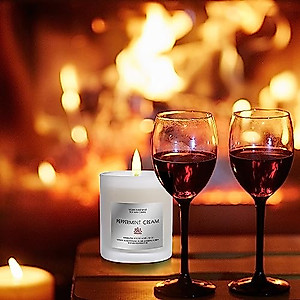 Soy Wax Candle Peppermint Cream 10 oz in Big Glass Jar and Giftable Box - Clean Burn up to 80 Hours - Great Gift for Holidays, for Christmas, Gift for Women, for Home Decoration, for Men