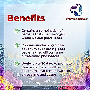 DrTim’s Aquatics Reef Safe Waste-Away Time Release Gel – Natural Fish Tank & Aquarium Leave-in Gel Waste Management Solution for Dissolving & Cleaning Organic Sludge & Waste - 2 Pack - Treats 100 gal