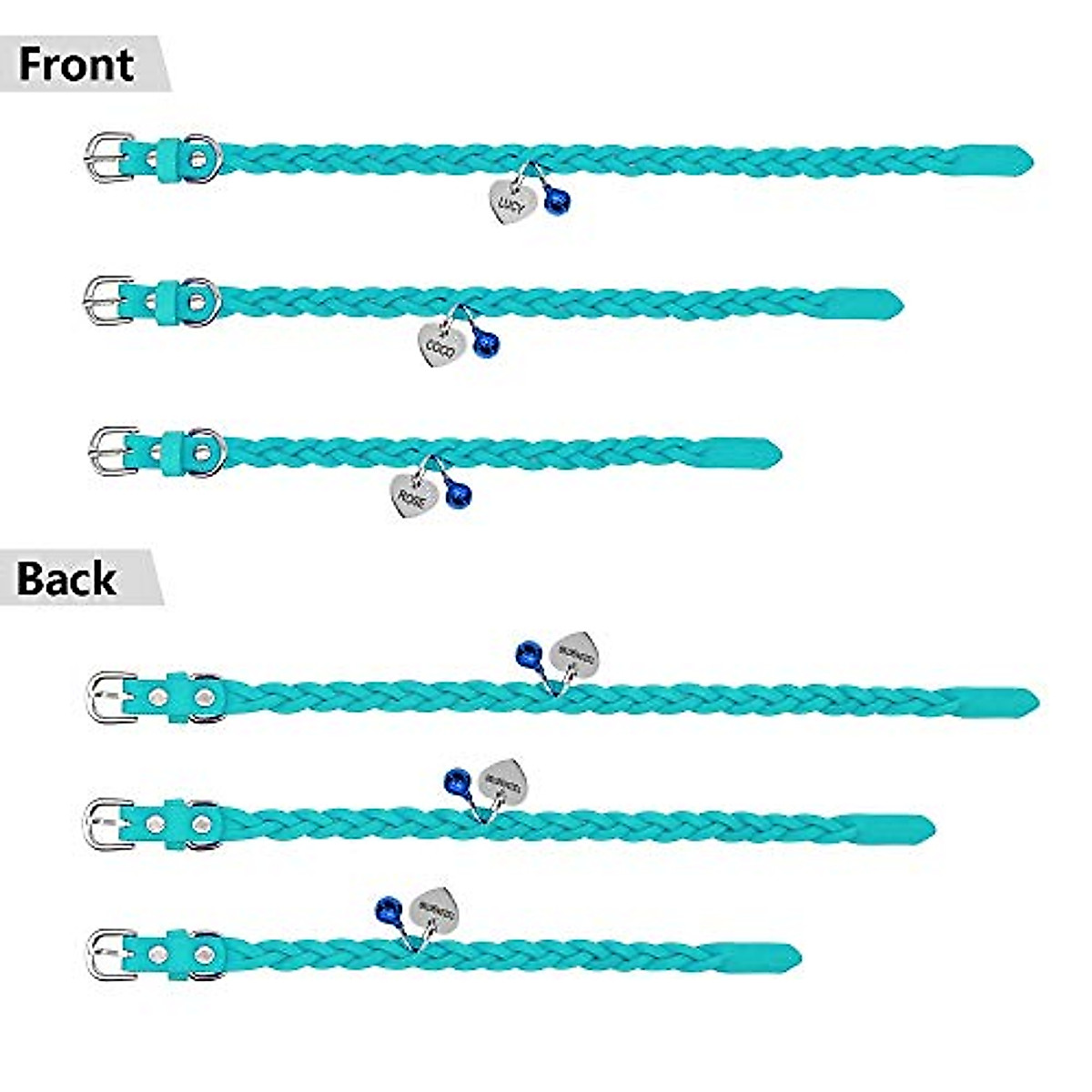Leather Dog Collar Braided Dog Puppy Cats ID Collar with Name Personalized Engraved for Small Medium Dogs Free Bell (Color : Blue Size : XS Code)