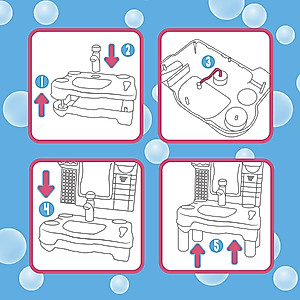 Toy Chef Kids' Wash Up Sink Pretend Playset, Bathroom Vanity Mirror with Sink and Running Water and Light, Realistic Playset with Toy Bathroom Toiletry Accessories, Light Up Toy with Sound