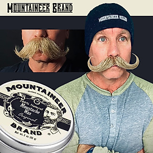 Mountaineer Brand Mustache Wax for Men | 100% Natural Beeswax/Plant Based Oils | Grooming Beard Moustache Wax Tin | Lasting Hold | Smooth, Condition, Styling Balm | Original Blend Scent 2oz