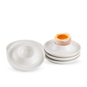 ComSaf Porcelain Egg Cups Plates with Base, Soft Boiled Egg Cup Holders White, Pack of 6