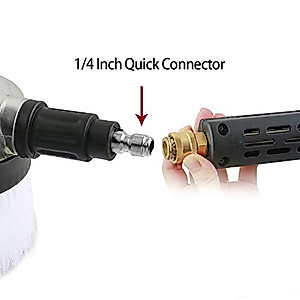 Sooprinse Deluxe Car Wash Rotary Brush Kit, 1/4 Inch Quick Connect High Pressure Washer Dip Wash Brush for Surface Cleaning Car/Glass/Wood Floor/Window Automatic Rotating Bursh Microfiber and Towel