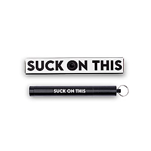 "Suck On This" Reusable Metal Straws, A sarcastic and eco-friendly gag gift (Black)