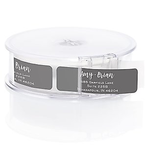 Simple Modern Charcoal Rolled Address Labels/Roll of 250 Slate Gray Personalized Address Labels/Designer Return Address Stickers in Elegant Plastic Dispenser