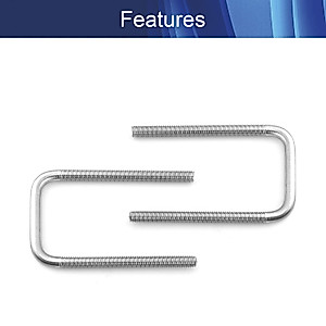 Aicosineg 1.38" Inner Width U Bolt Fasteners with Nuts Washers M6x35x75mm 304 Stainless Steel Square Bend for Hardware Plumbing Boats Industrial Mechanical Silver Tone 4pcs