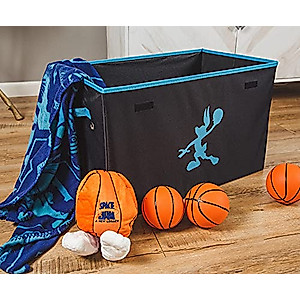 Space Jam: A New Legacy Tune Squad Collapsible Storage Bin Organizer with Lid | Fabric Basket Container with Handles, Cubby Closet Organizer | Sports Basketball Gifts And Collectibles