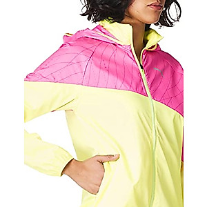 PUMA Women's Run Graphic Hooded Jacket, Fizzy Yellow-Luminous Pink, M